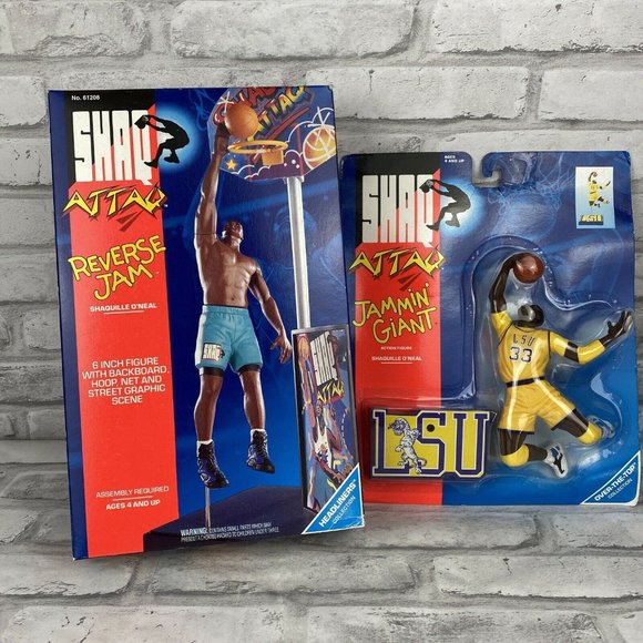 Toys | Shaq Attaq Lot Of 2 Jammin Giant Lsu Reverse Jam Shaquille Oneal ...